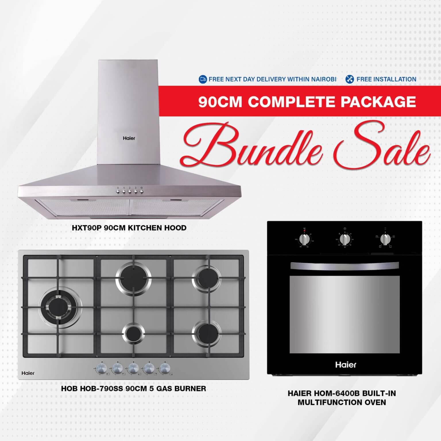 Haier 90cm Complete Built-in Bundle: 90cm Hood + 90cm 5 burner built-in ...